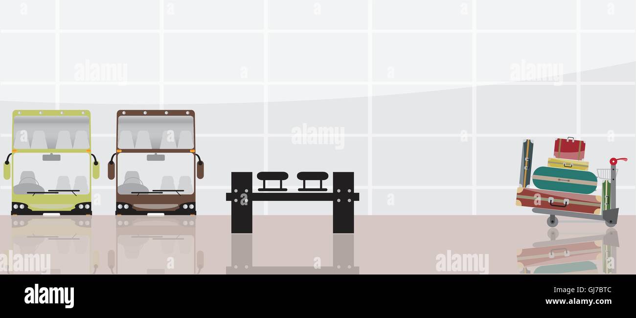 Luggage Trolley at hall of Bus terminal Stock Vector Image & Art - Alamy