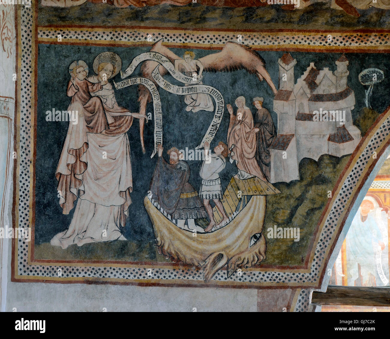 The gothic fresco with Virgin Mary and Child Jesus Stock Photo - Alamy