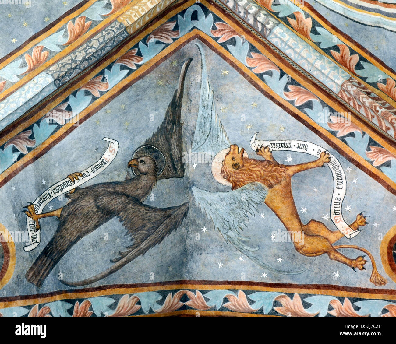 The evangelists John and Mark, the gothic fresco Stock Photo - Alamy