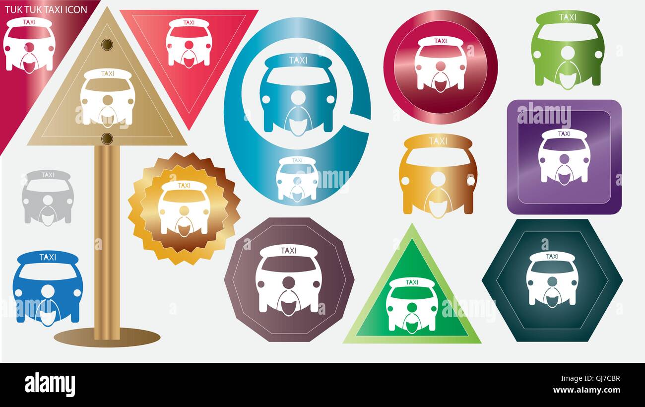 Three wheeled motor rickshaw or Tuktuk icon Stock Vector Image & Art ...