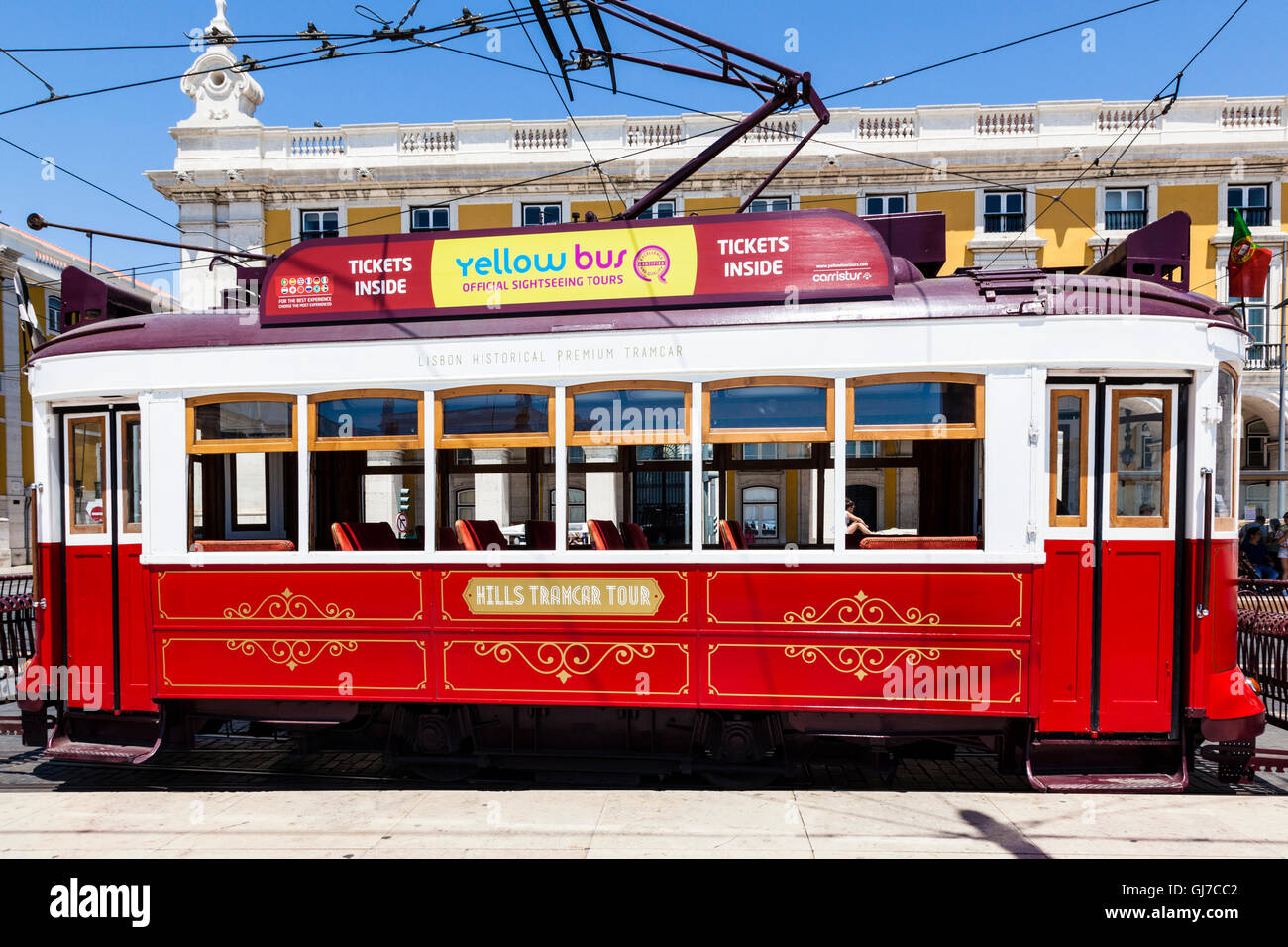 Lisbon, Portugal - July 14, 2016: Touristic commercial streetcar in the ...
