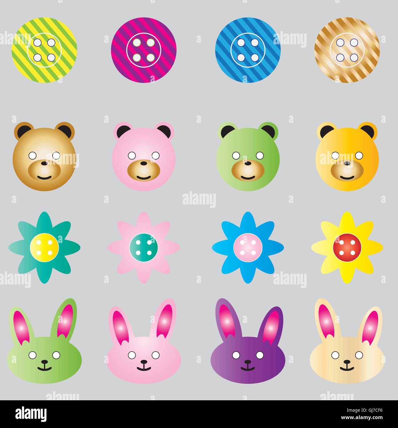 set of buttons in different colors and designs Stock Vector Image & Art ...