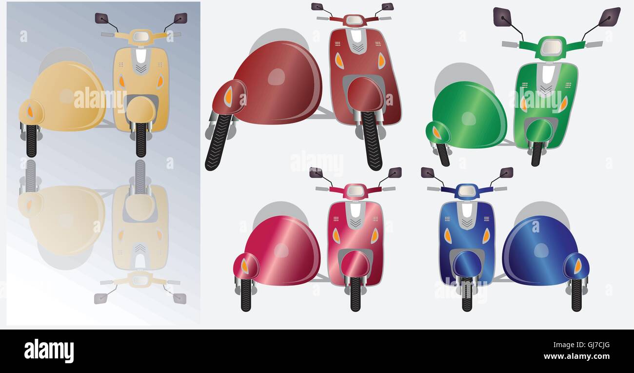 Scooter With Sidecar Cartoon