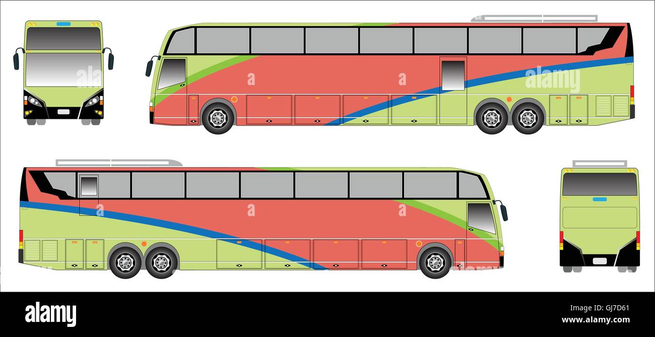 Modern Long bus vector, Colour sporty bus Stock Vector Image & Art - Alamy