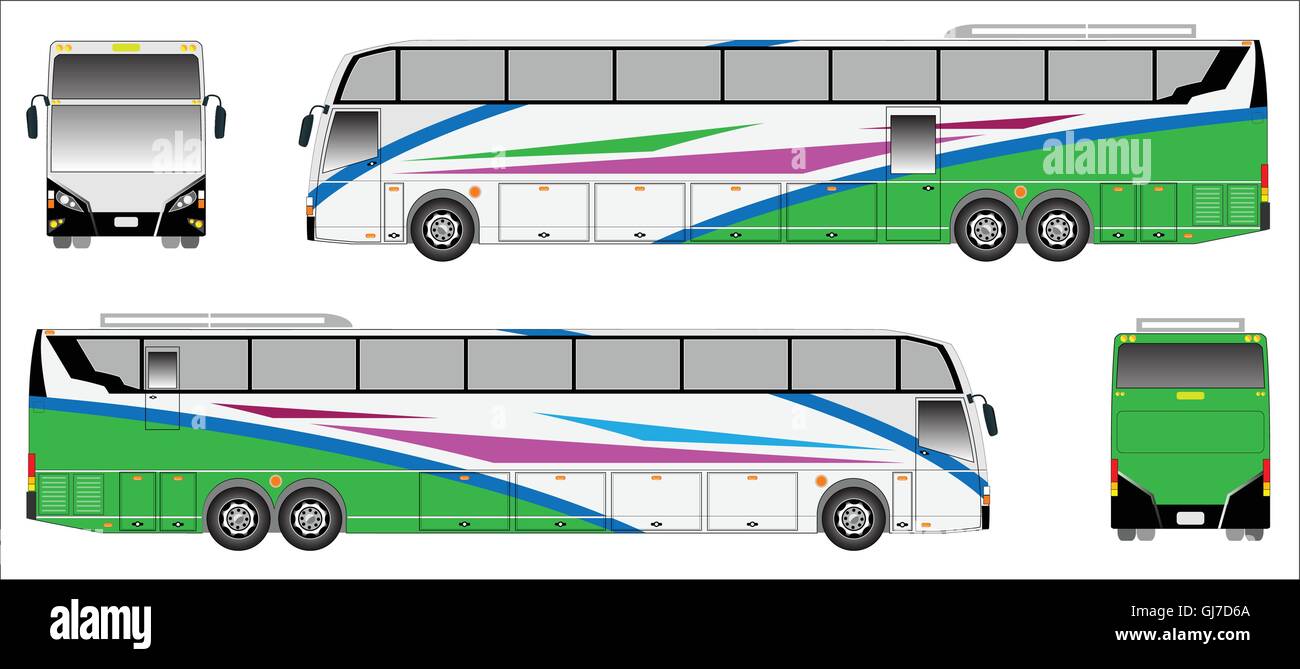 Modern Long bus vector, Colour sporty bus Stock Vector Image & Art - Alamy