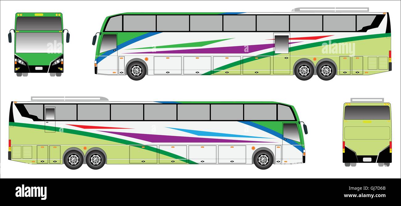 Long bus vector colour bus hi-res stock photography and images - Alamy