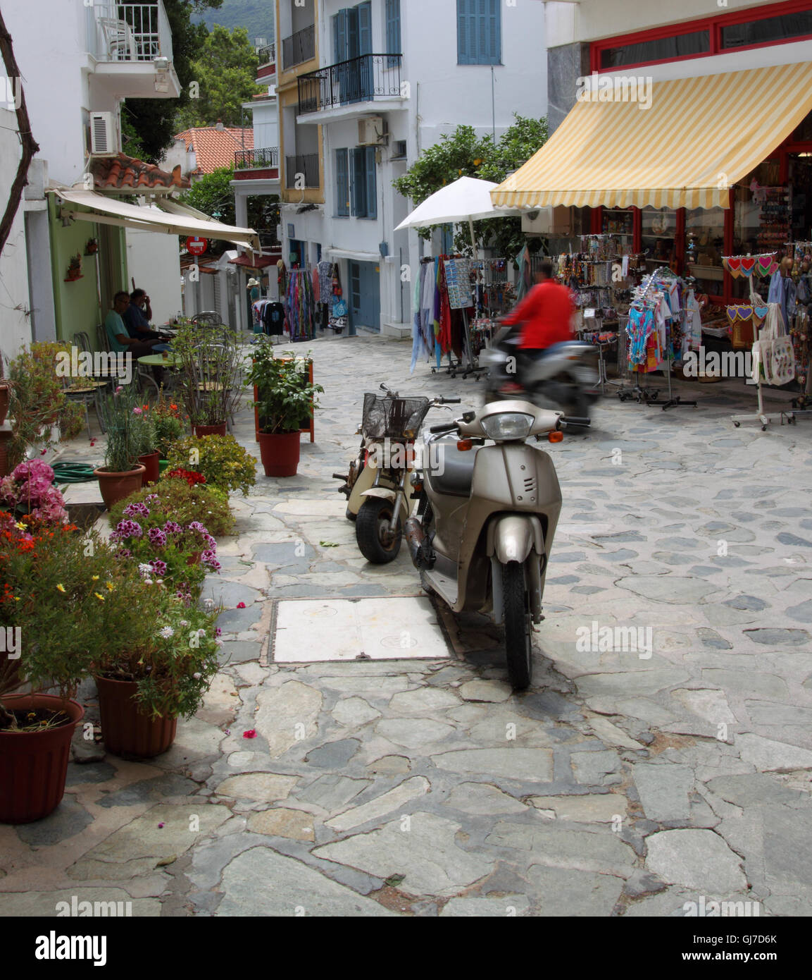 back streets of Skopelos town Stock Photo - Alamy