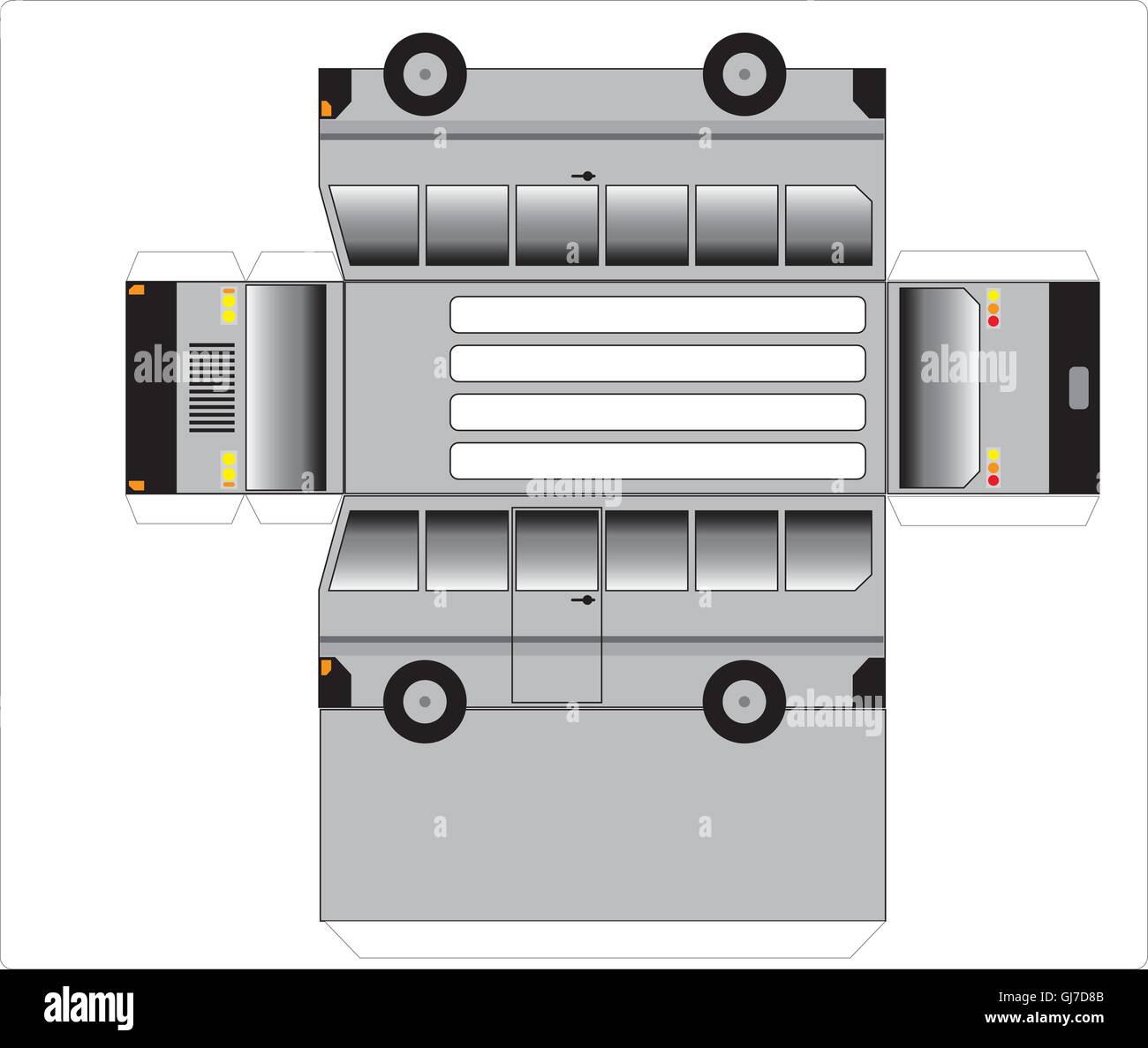 Simple bus outline, cut out and glue into a 3D model Stock Vector Image ...