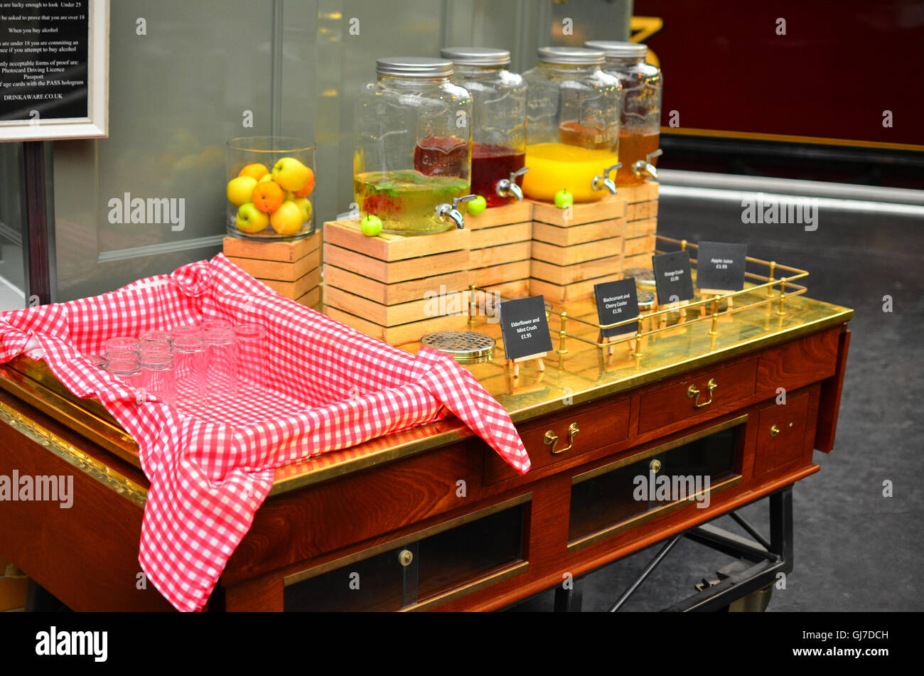 National Railway Museum York juice trolley Stock Photo - Alamy