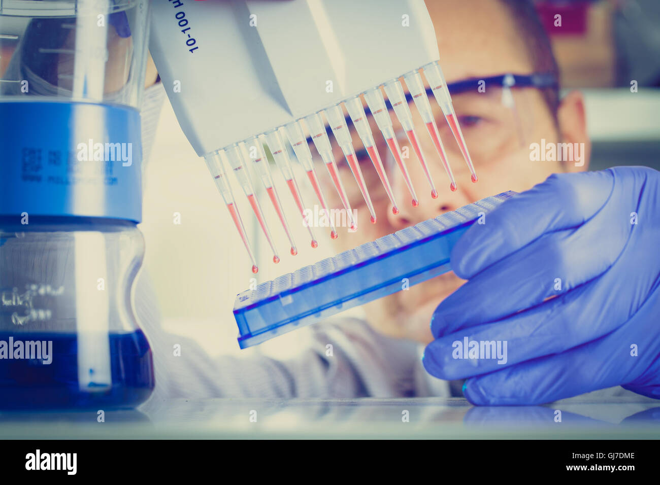 multi pipette and 96 well plate Stock Photo - Alamy