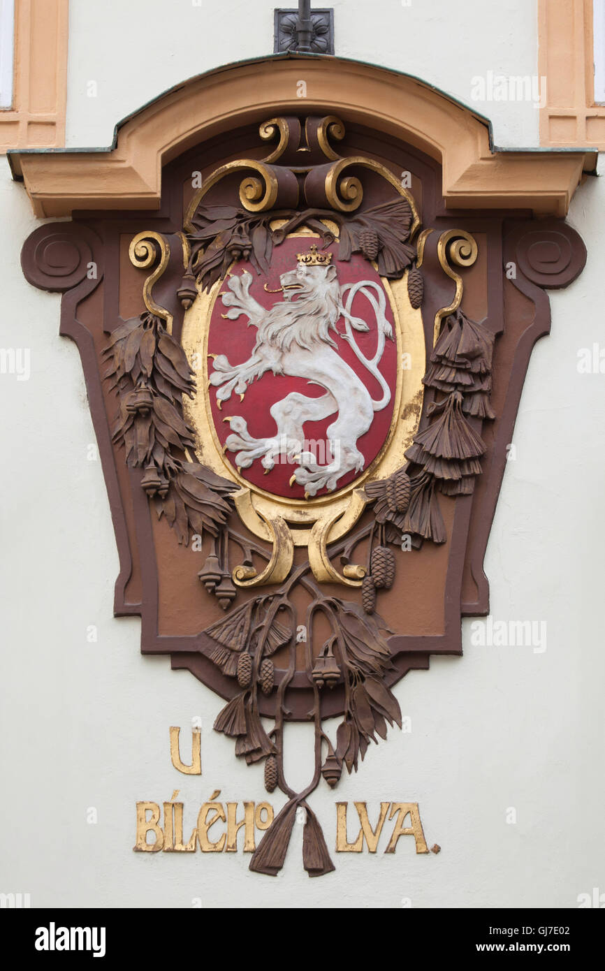 Bohemian heraldic lion depicted on the House at the White Lion in ...