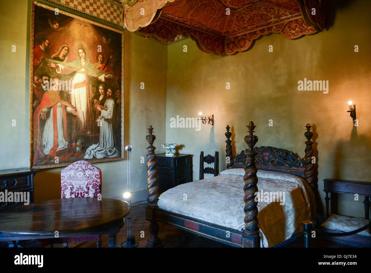 Gradara, Italy - 2 July 2016: bedroom of Gradara castle on Marche ...
