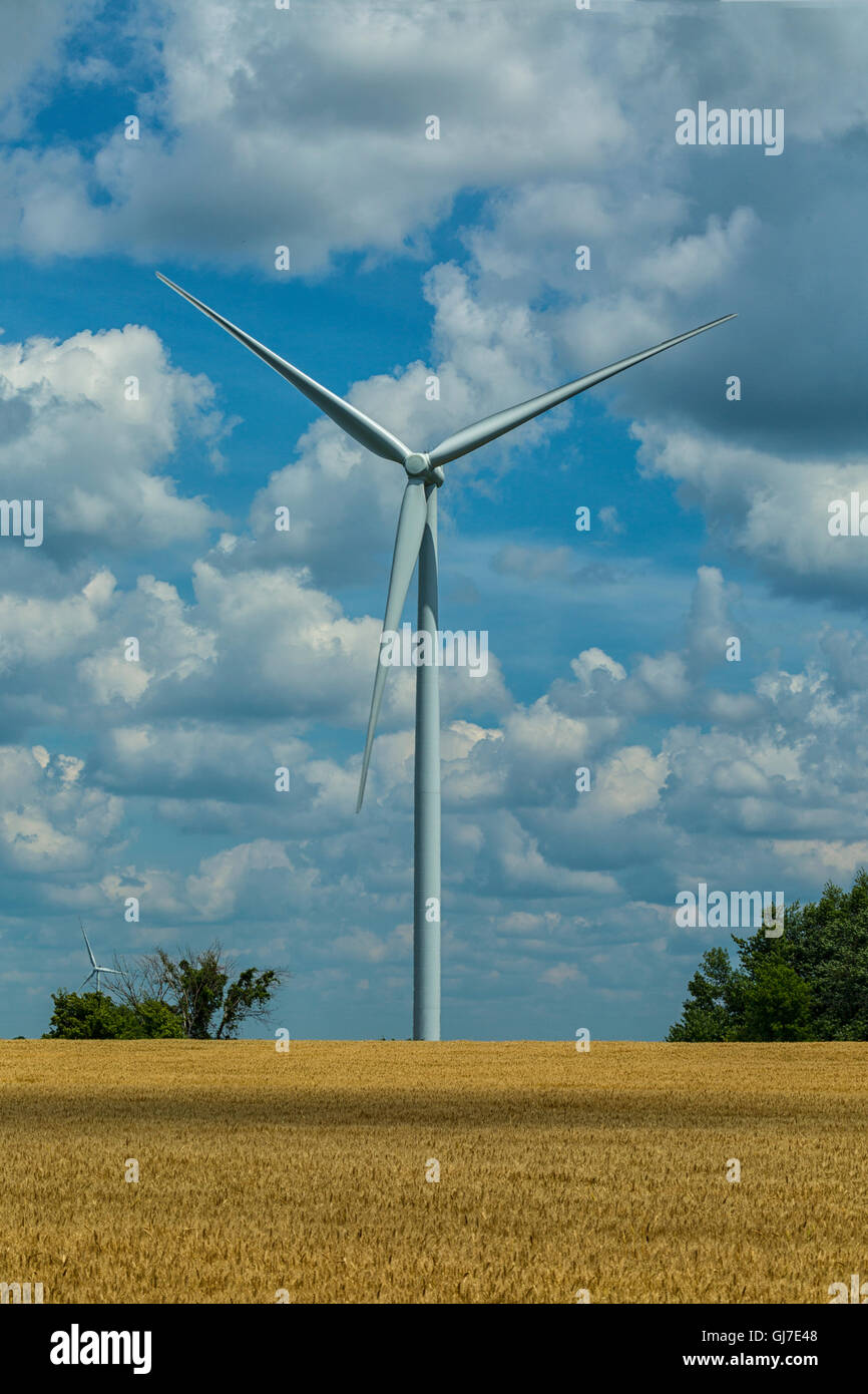 Single Large Wind turbine against a blue sky Stock Photo - Alamy