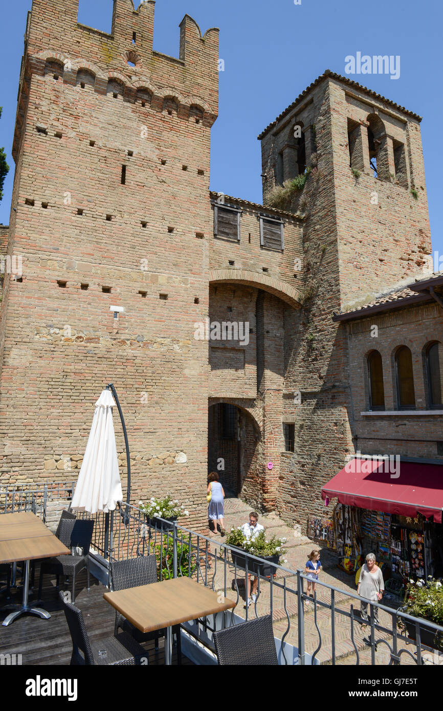 Gradara, Italy - 2 July 2016: people walking on the street of Gradara ...