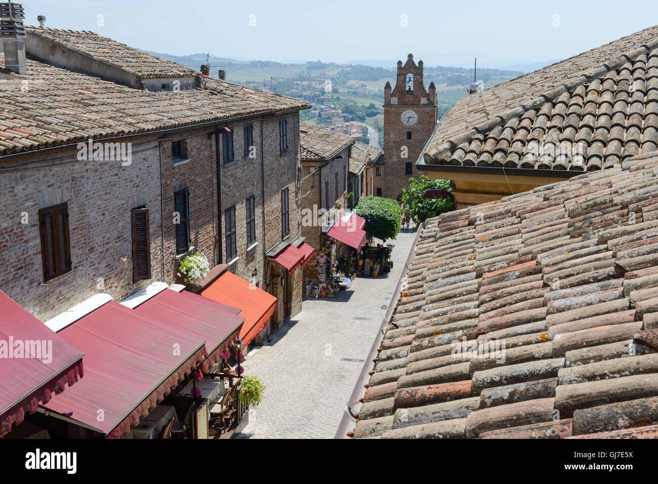 Gradara, Italy - 2 July 2016: people walking on the street of Gradara ...