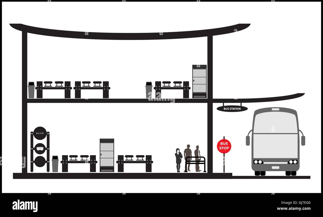 Bus stop station Vector Illustration Stock Vector Image & Art - Alamy