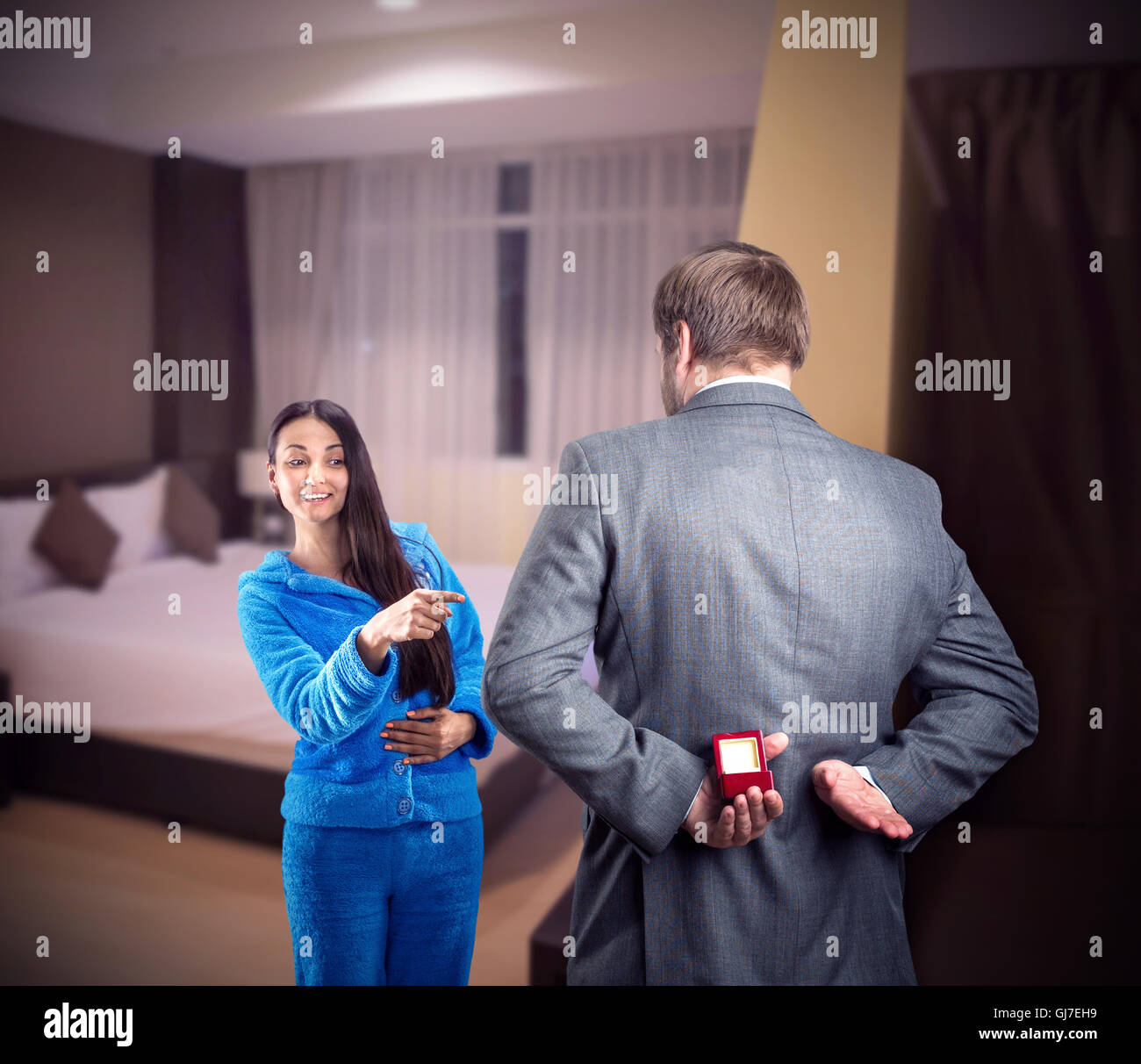 Woman guessing a hand Stock Photo - Alamy