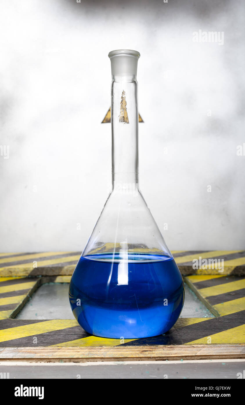Flask with chemical reagents Stock Photo - Alamy