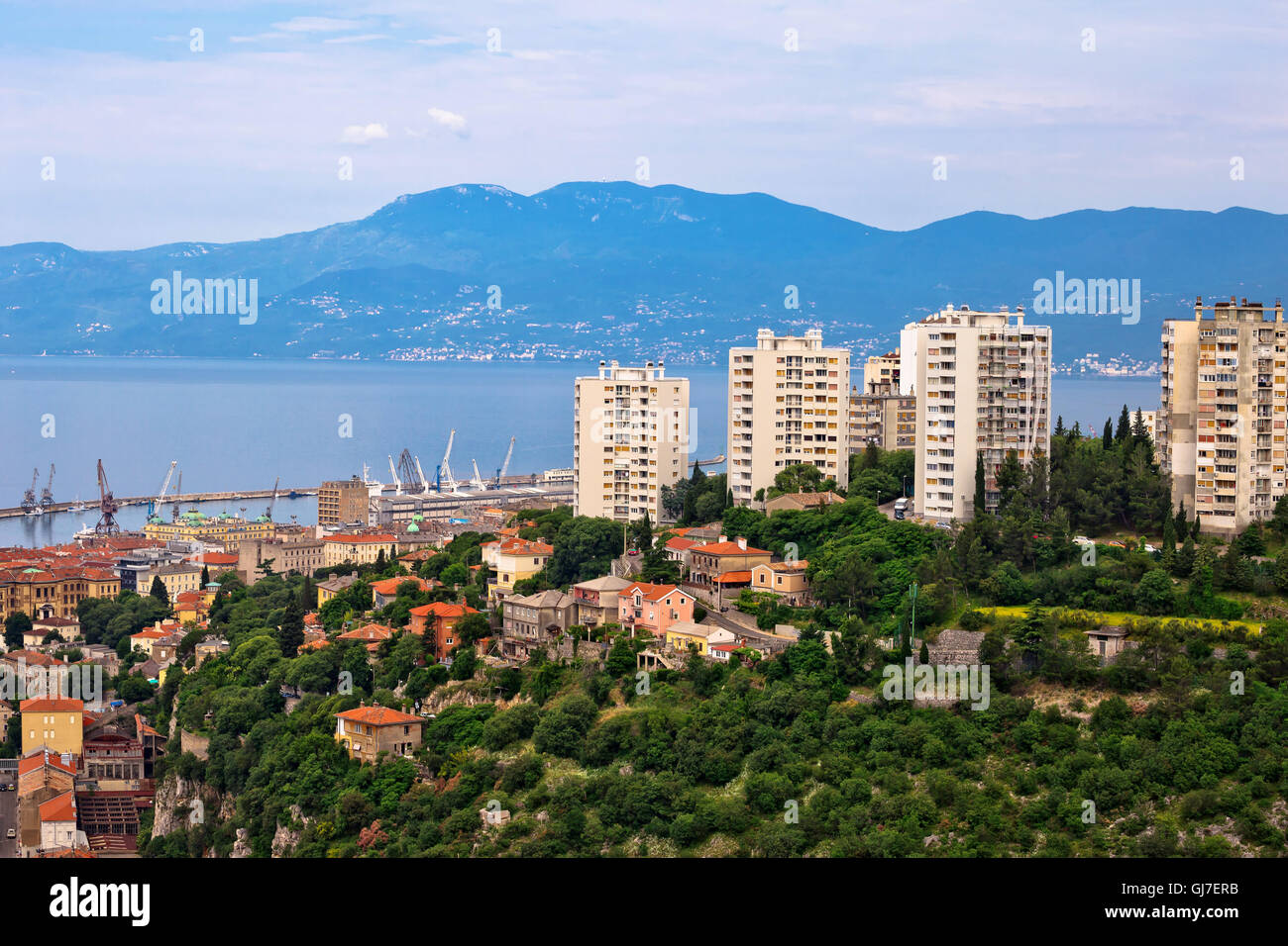 Skyscrapers and bay of Rijeka view, Kvarner, Croatia Stock Photo - Alamy