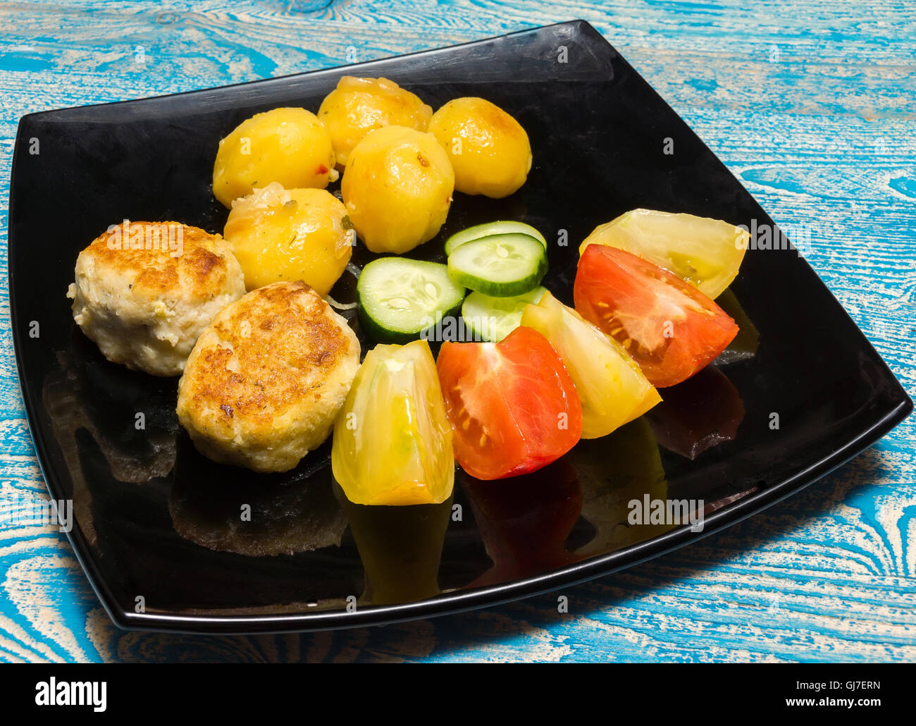 The photo shows a dish on a blue background Stock Photo - Alamy