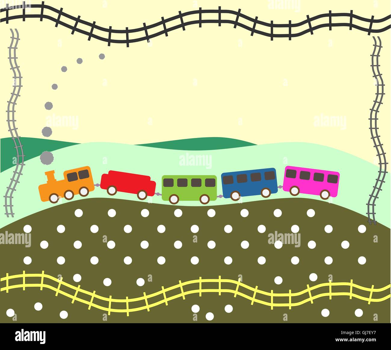 Vintage Steam Train pattern with track Stock Vector Image & Art - Alamy