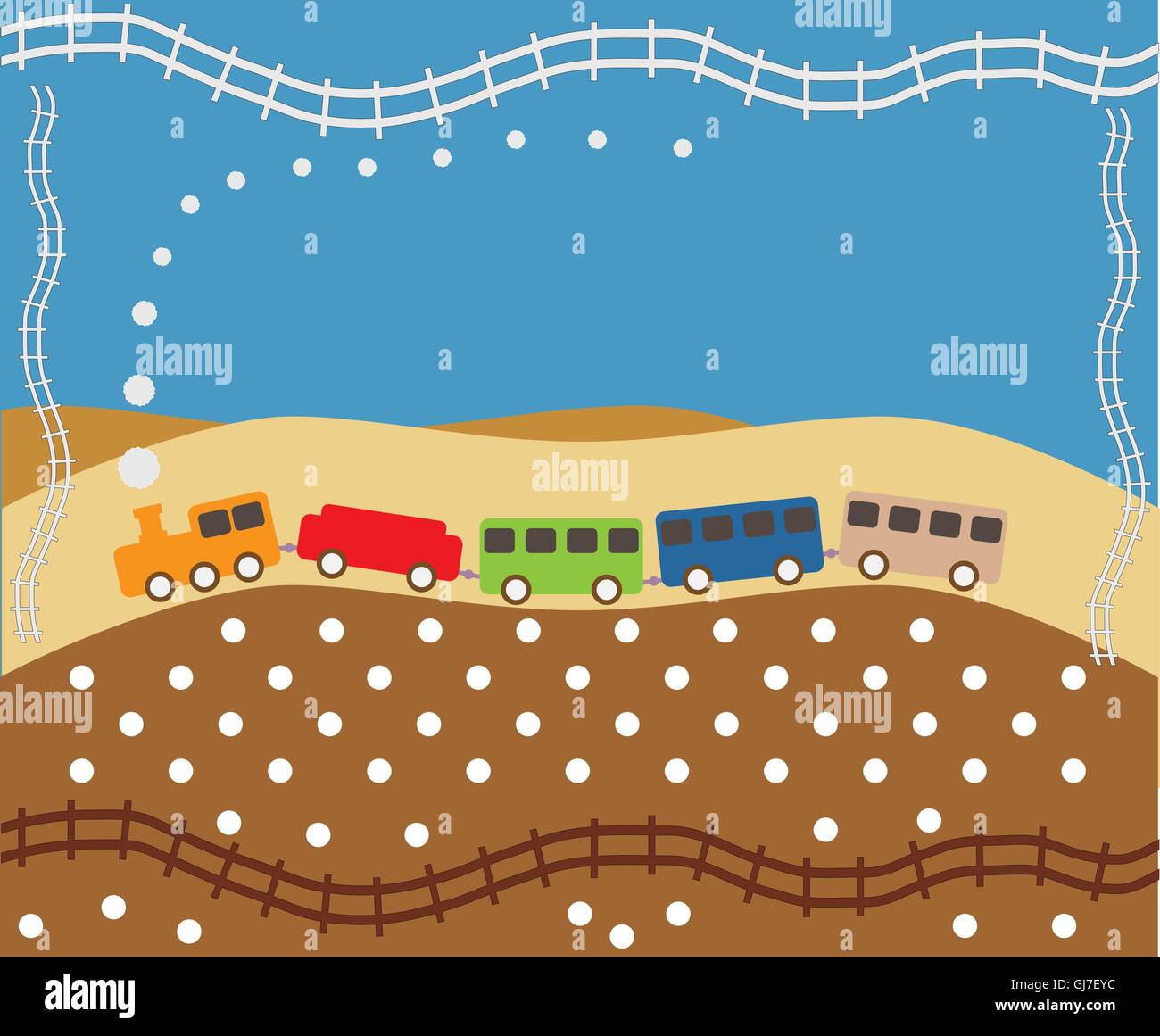 Vintage Steam Train pattern with track Stock Vector Image & Art - Alamy