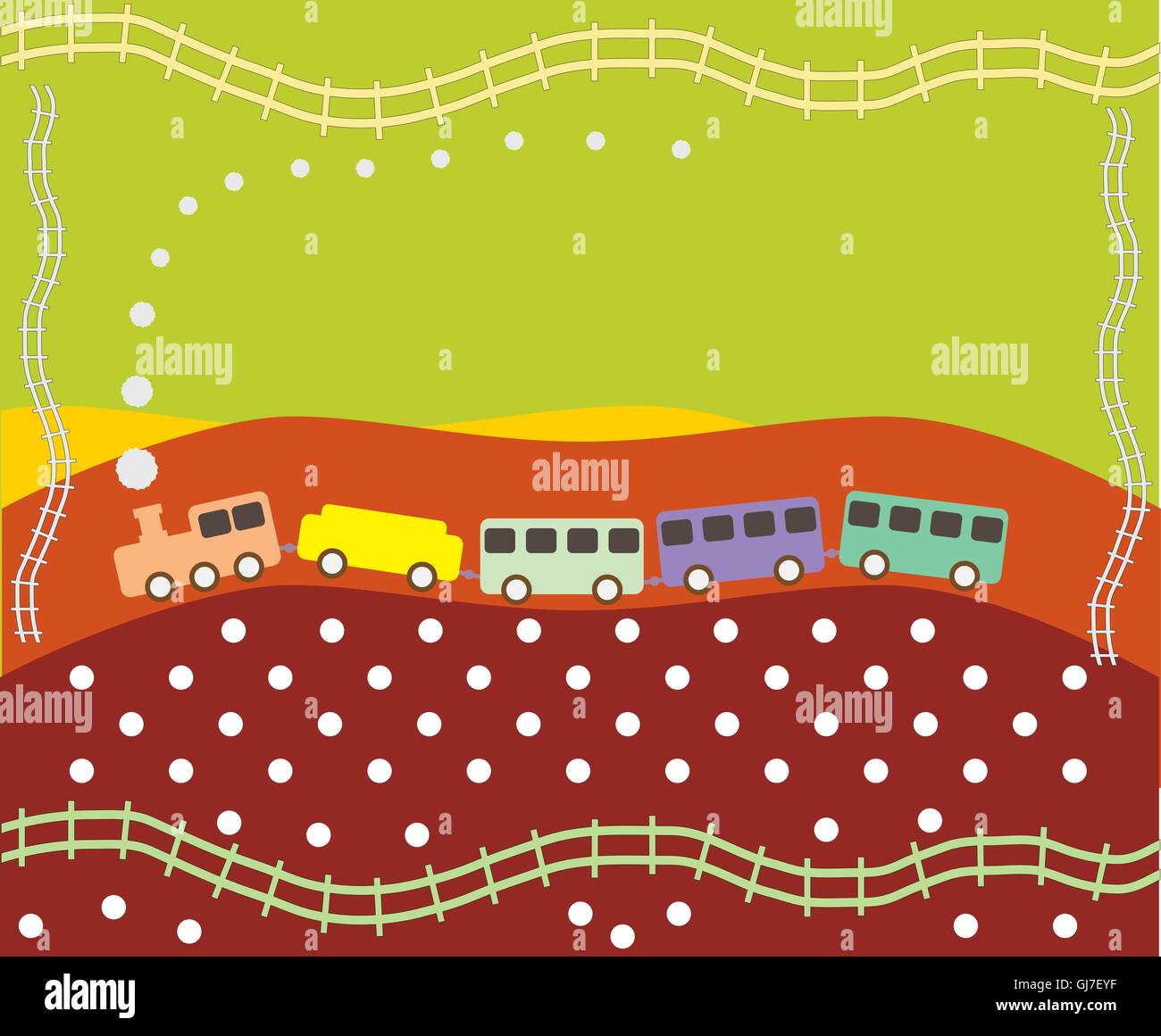 Vintage Steam Train pattern with track Stock Vector Image & Art - Alamy