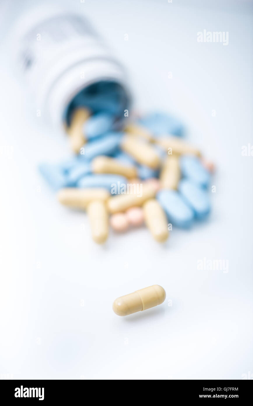 antibiotics pills and pain relief drugs, selective focus Stock Photo ...