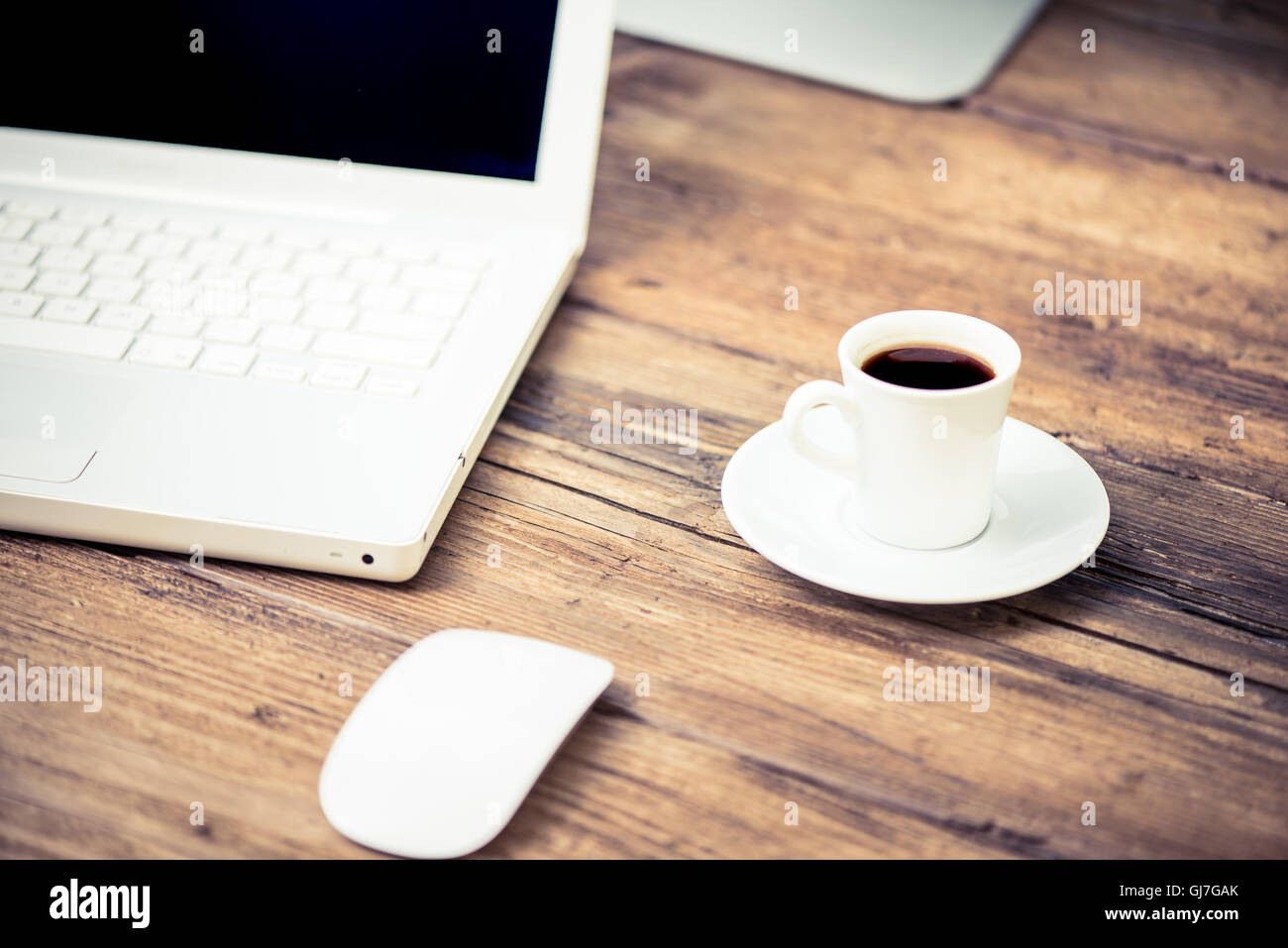 cup of coffe at work desk Stock Photo - Alamy