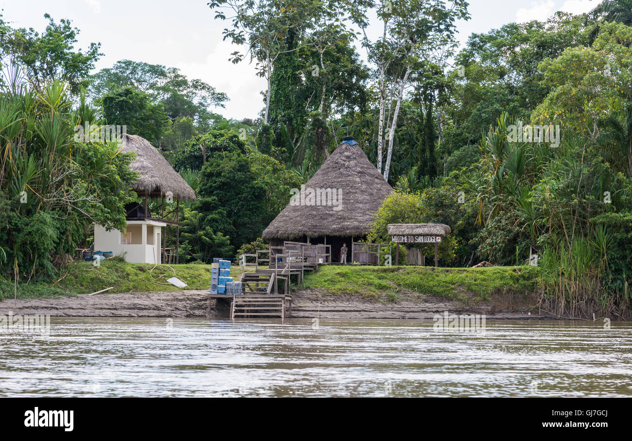 Sani Lodge in the Amazon, boat landing by Rio Napo. Yasuni National ...