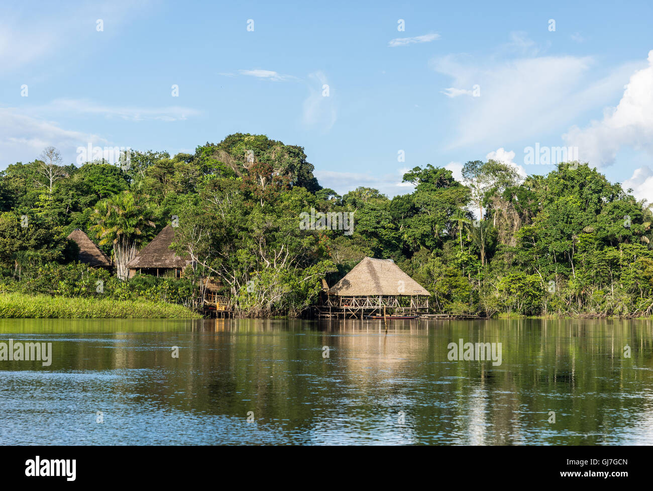 Sani Lodge in the Amazon, the main lodge by the river. Yasuni National ...