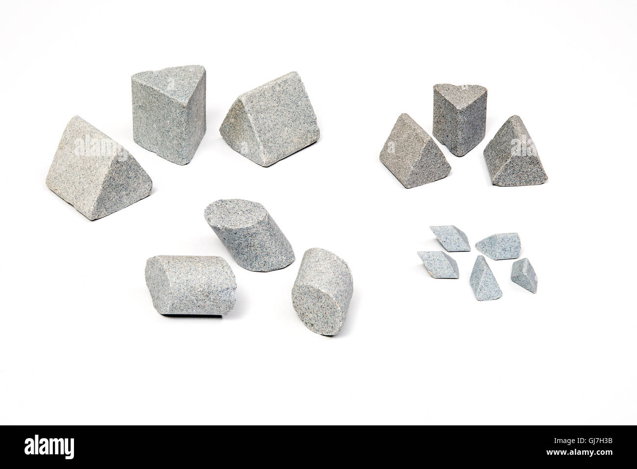 Sharpening stones sets in different shapes on white background Stock ...