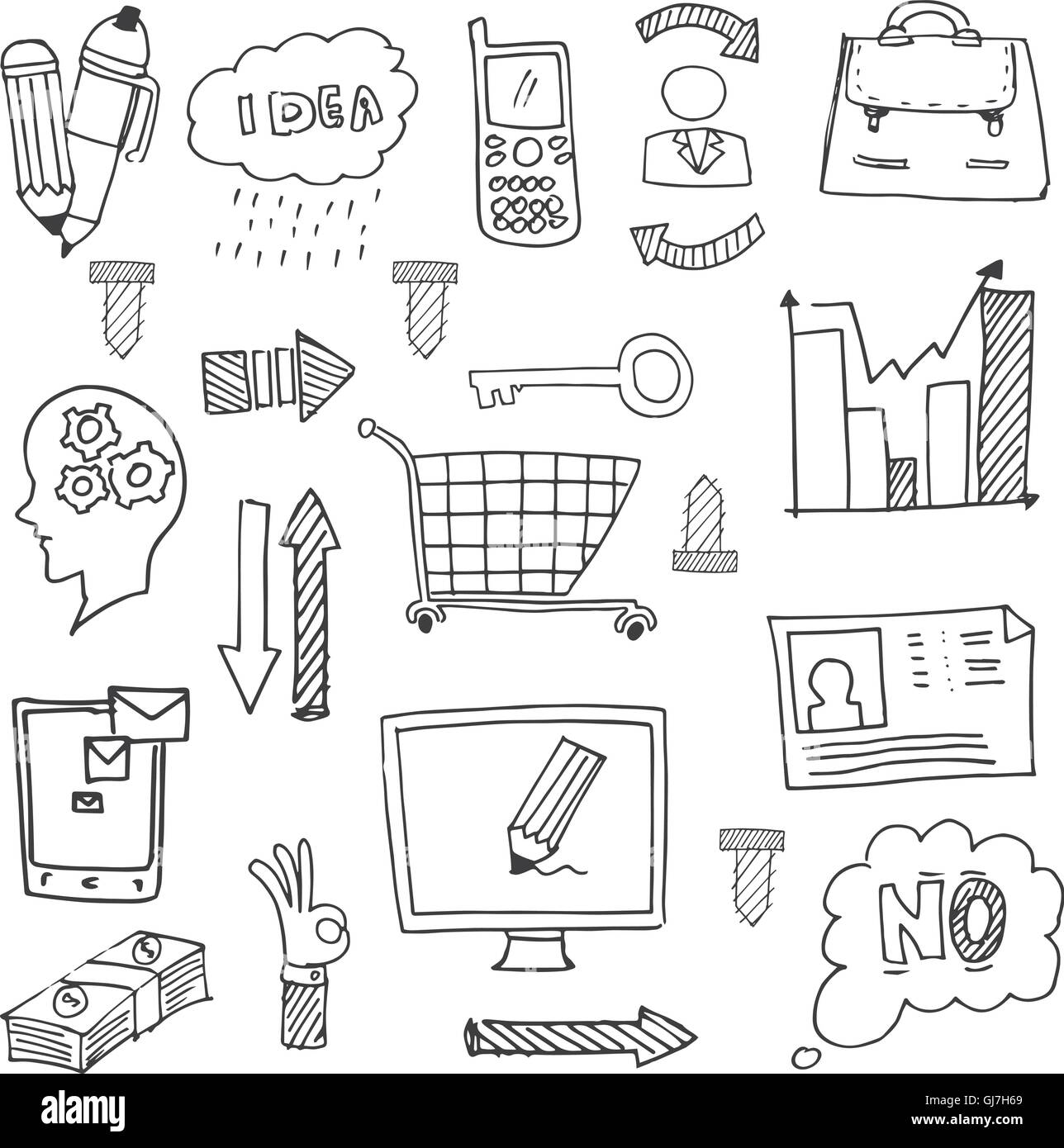 Doodle idea diagram illustration Black and White Stock Photos & Images ...