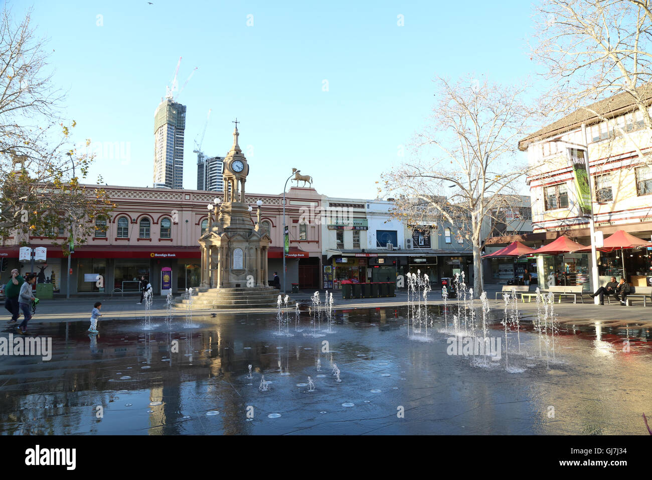 Fountains at Centenary Square at Church Street Mall, Parramatta Stock ...