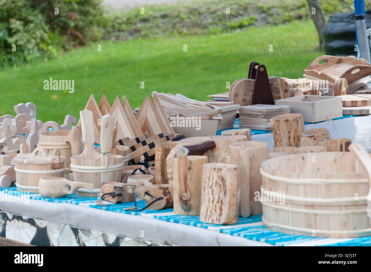 Hand made Finnish wooden products Stock Photo - Alamy