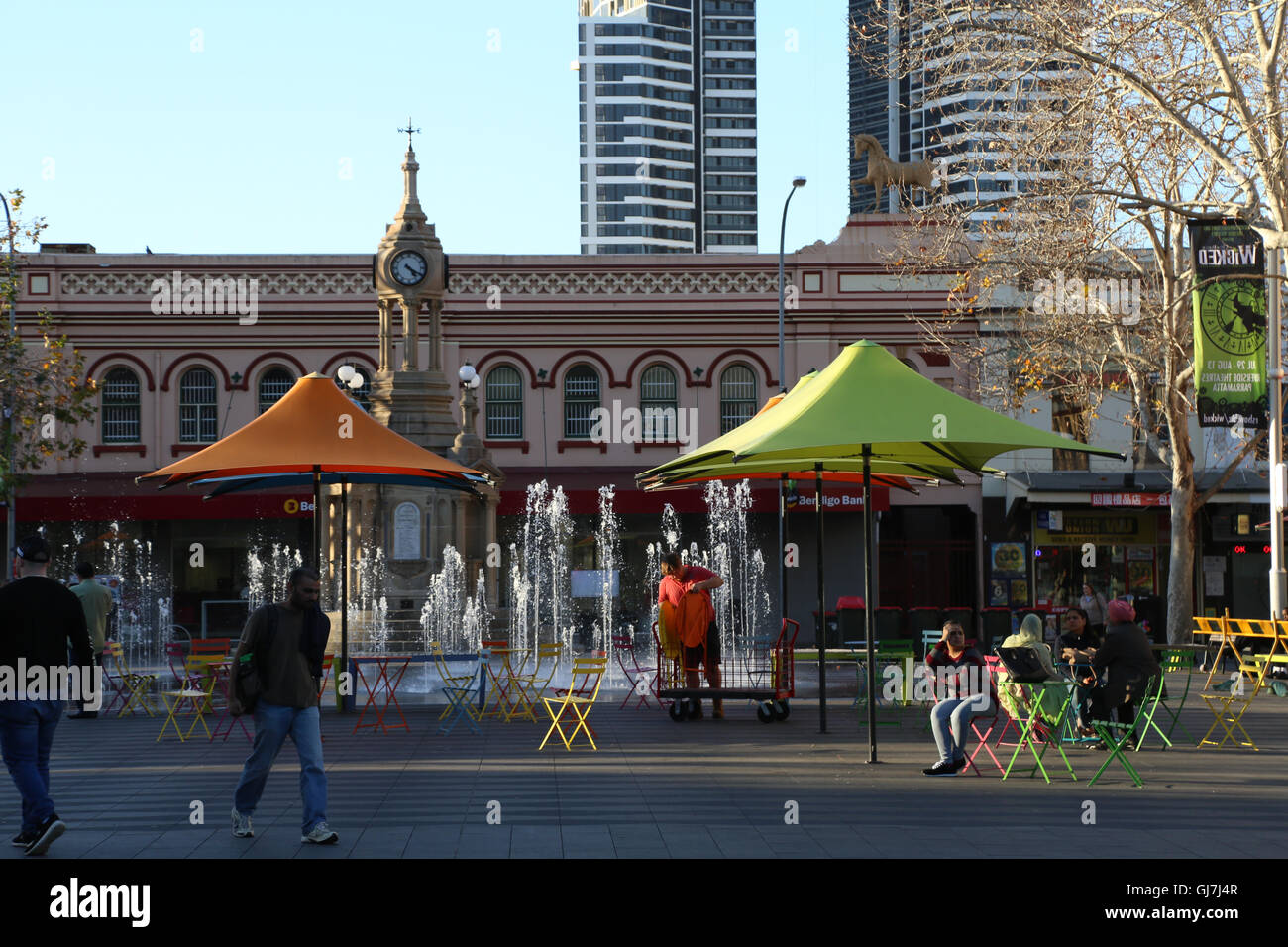 Fountains at Centenary Square at Church Street Mall, Parramatta Stock ...