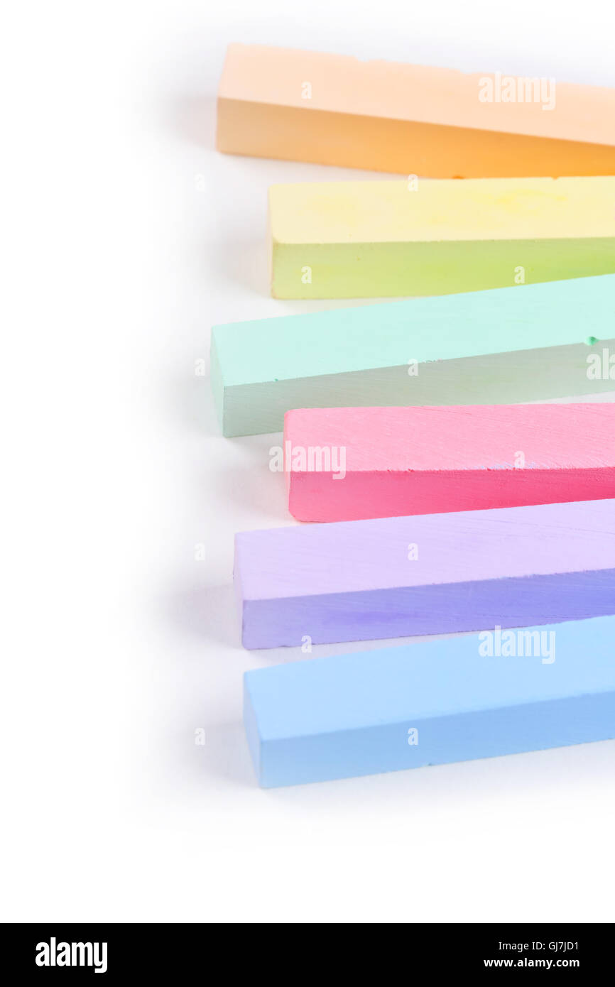 set of colored crayons on a white background Stock Photo - Alamy