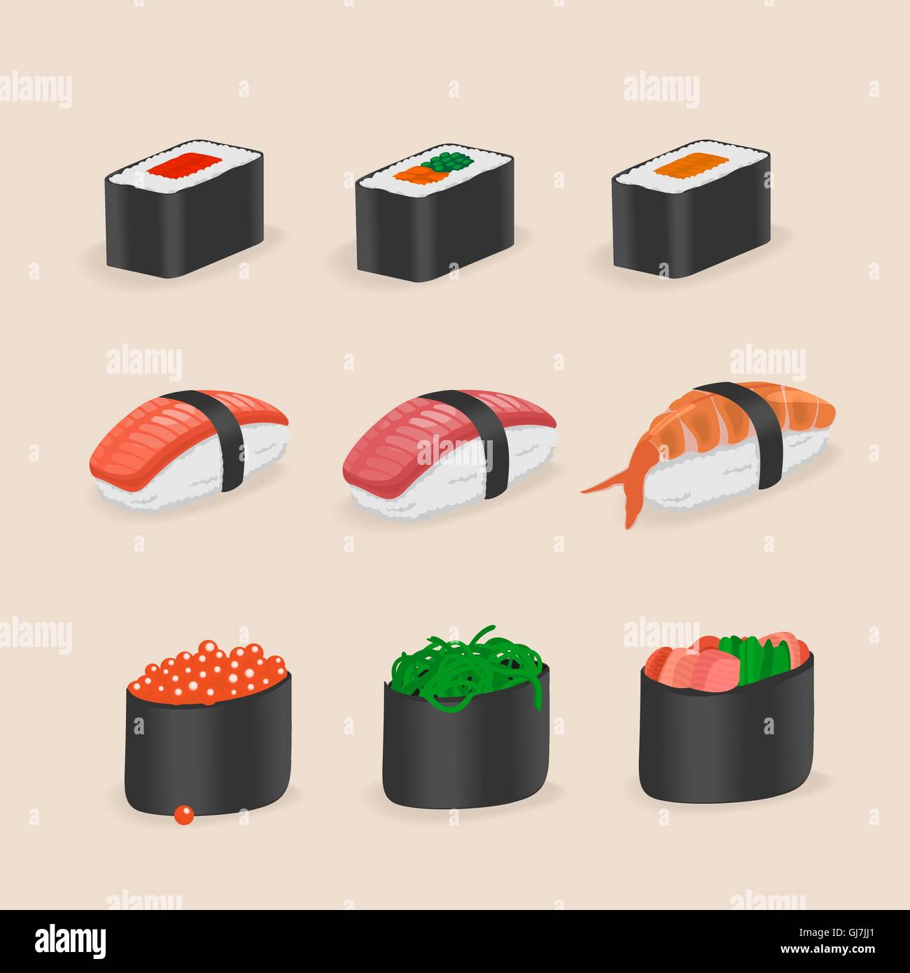 Delicious sushi rolls japan Stock Vector Images - Alamy