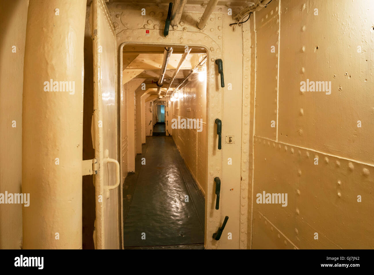 Inside the HMS Caroline which is moored in the Titanic Quarter, Belfast ...