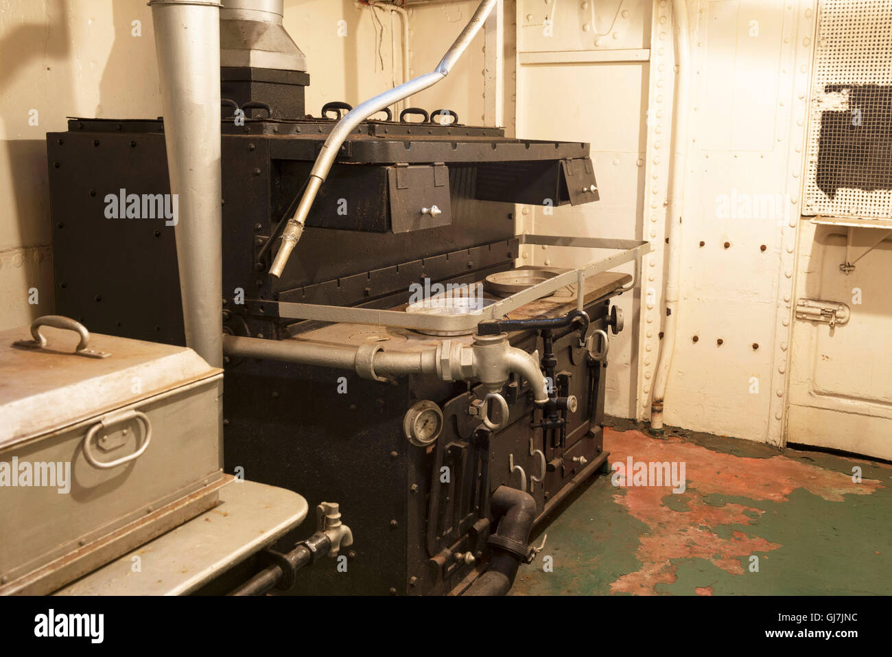 Inside the HMS Caroline which is moored in the Titanic Quarter, Belfast ...