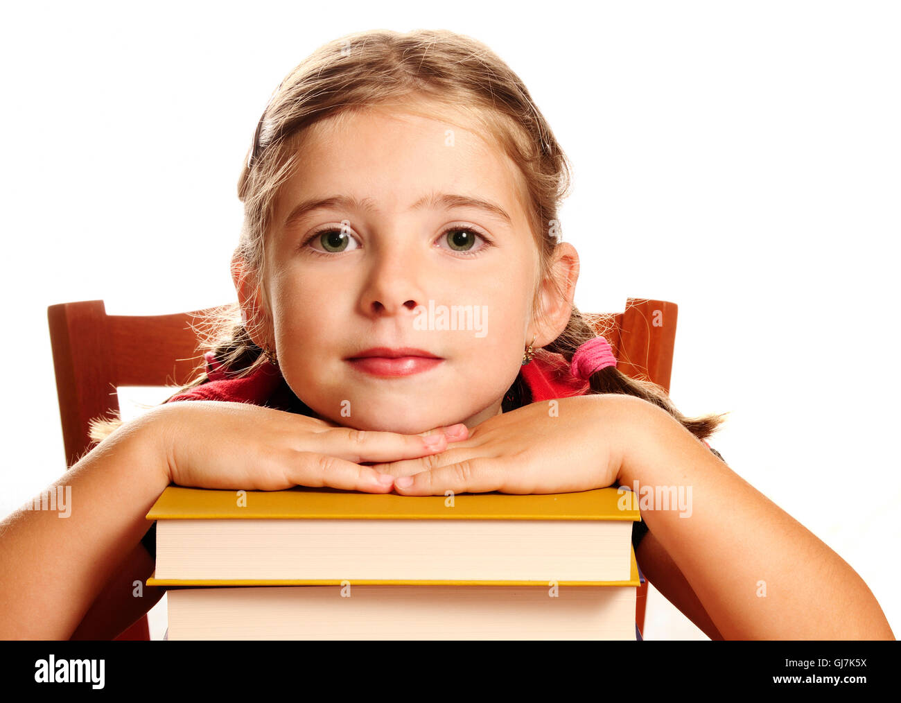 back to school concept - girl with stack of books Stock Photo - Alamy