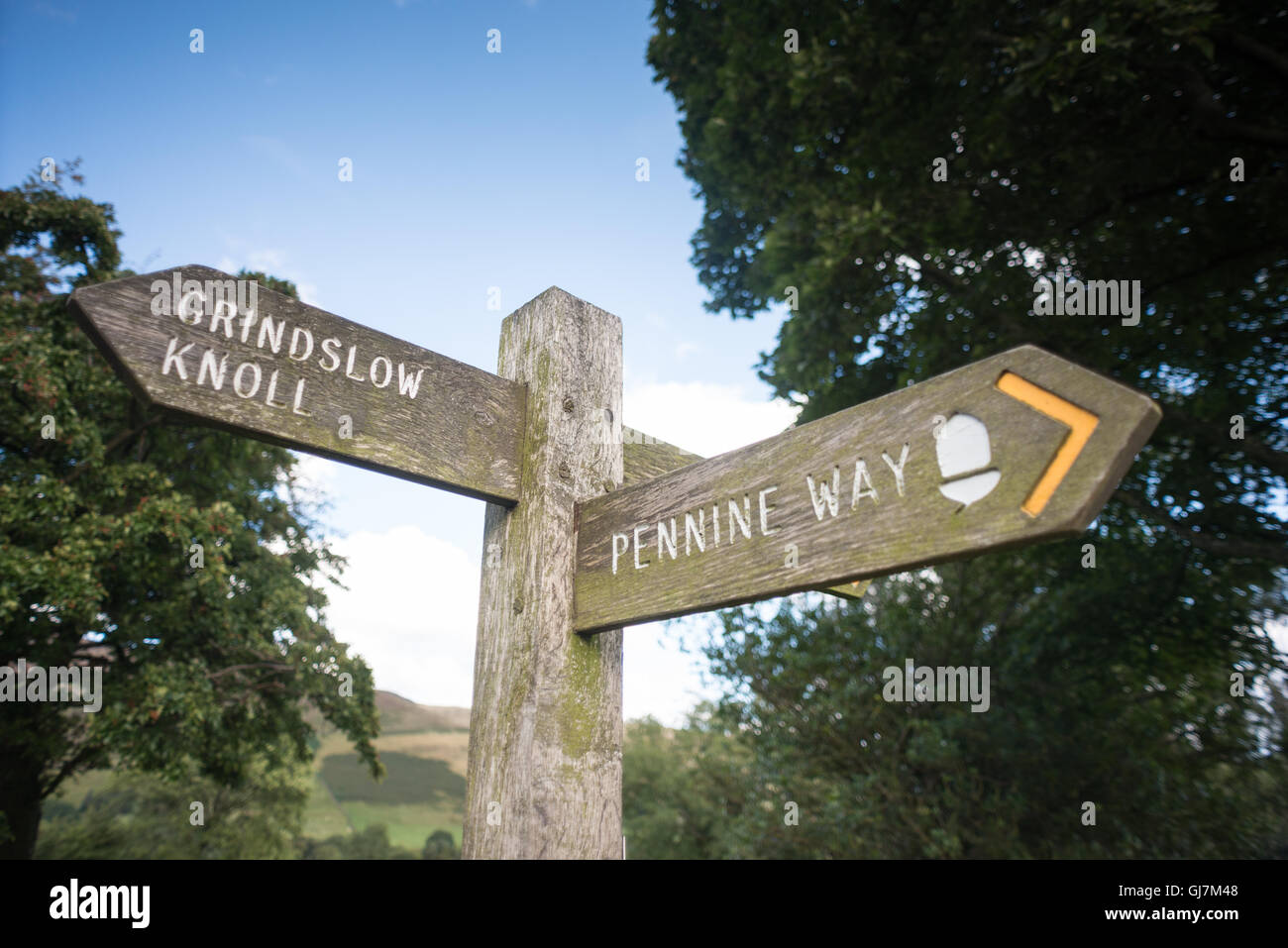 A sign post in the Peak District, Edale, Derbyshire, England, UK Stock ...