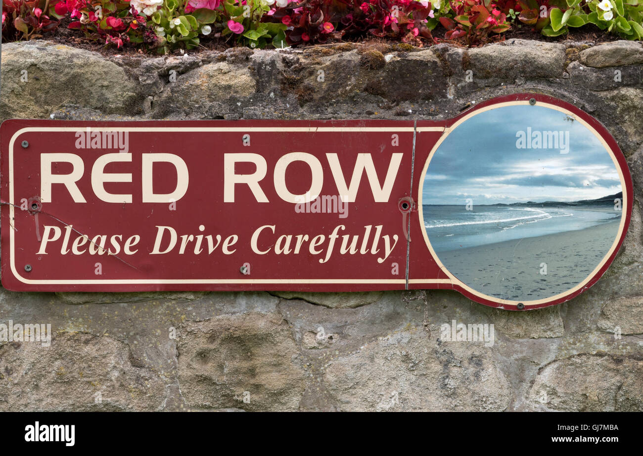 Welcome to Red Row sign, Red Row, Northumberland, England, UK Stock ...