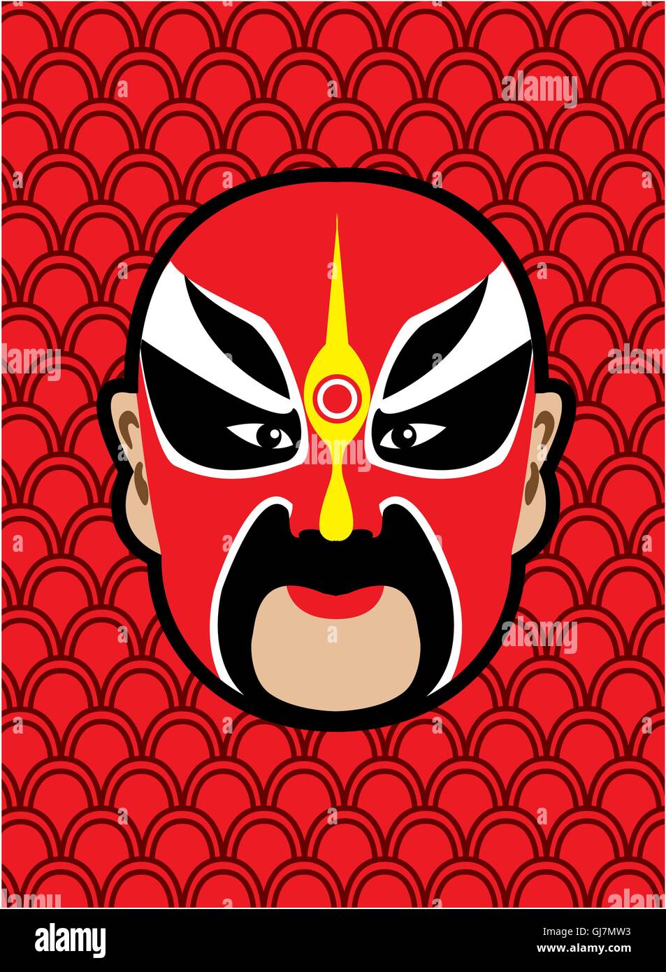 Traditional Chinese opera mask on red pattern background Stock Photo ...