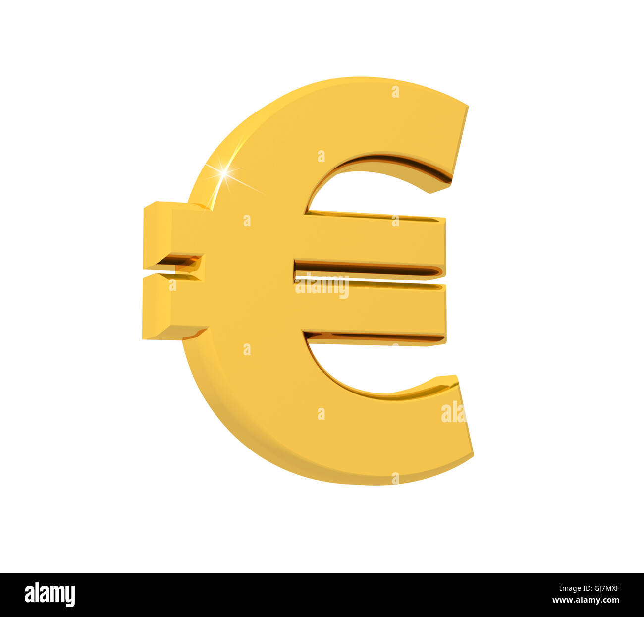 3D rendering of Euro Symbol made of sparkling gold with reflection ...