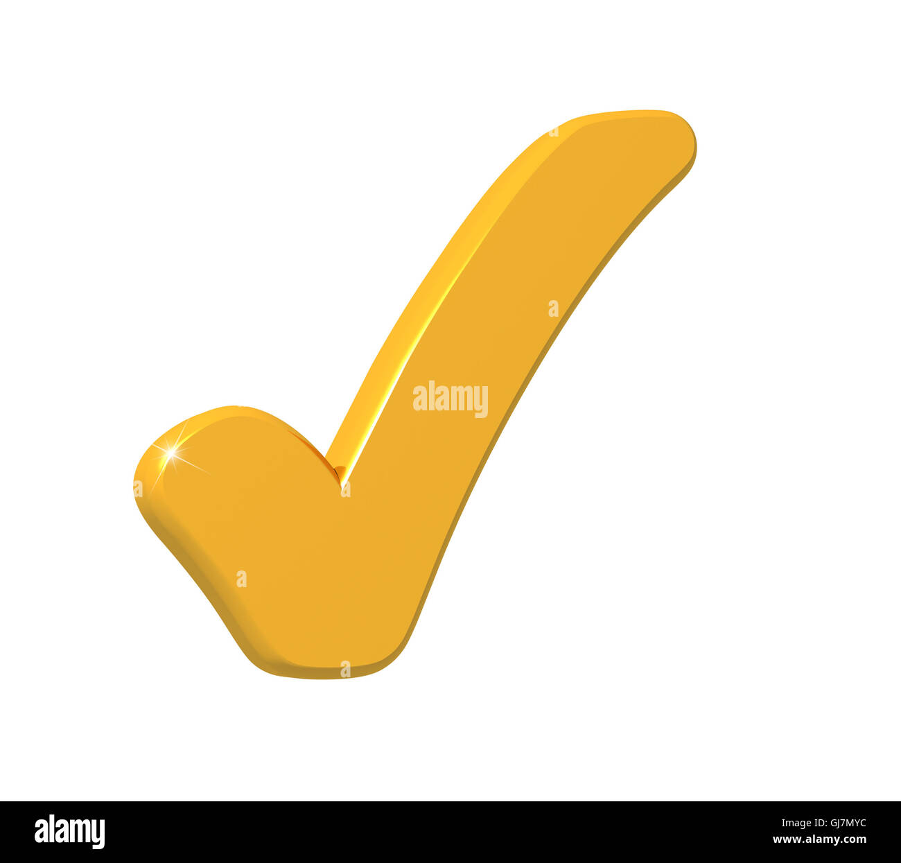 3D rendering of Tick Sign made of sparkling gold with reflection ...