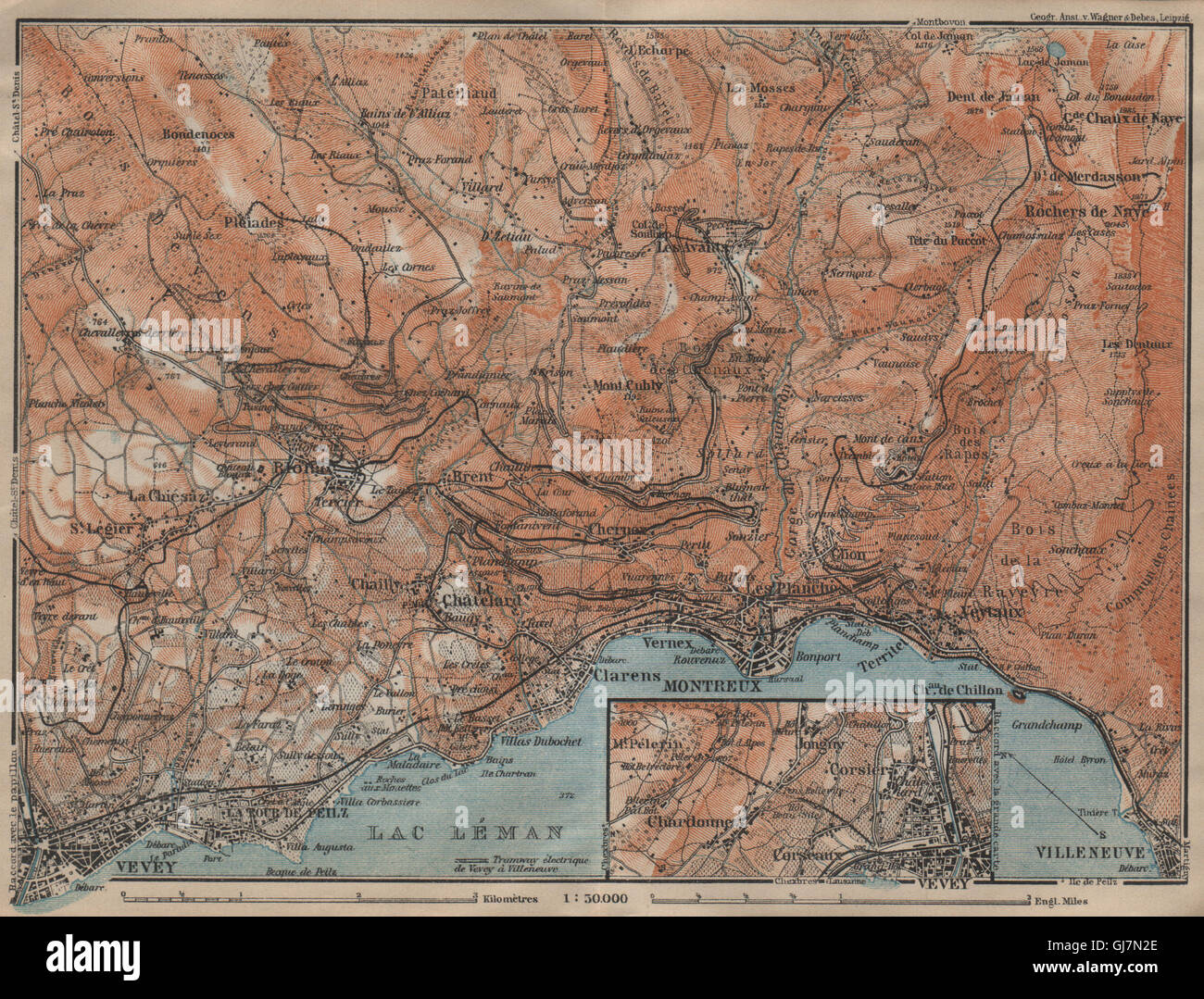MONTREAUX AREA. Vevey Villneuve. Topo-map. Switzerland Suisse Schweiz ...
