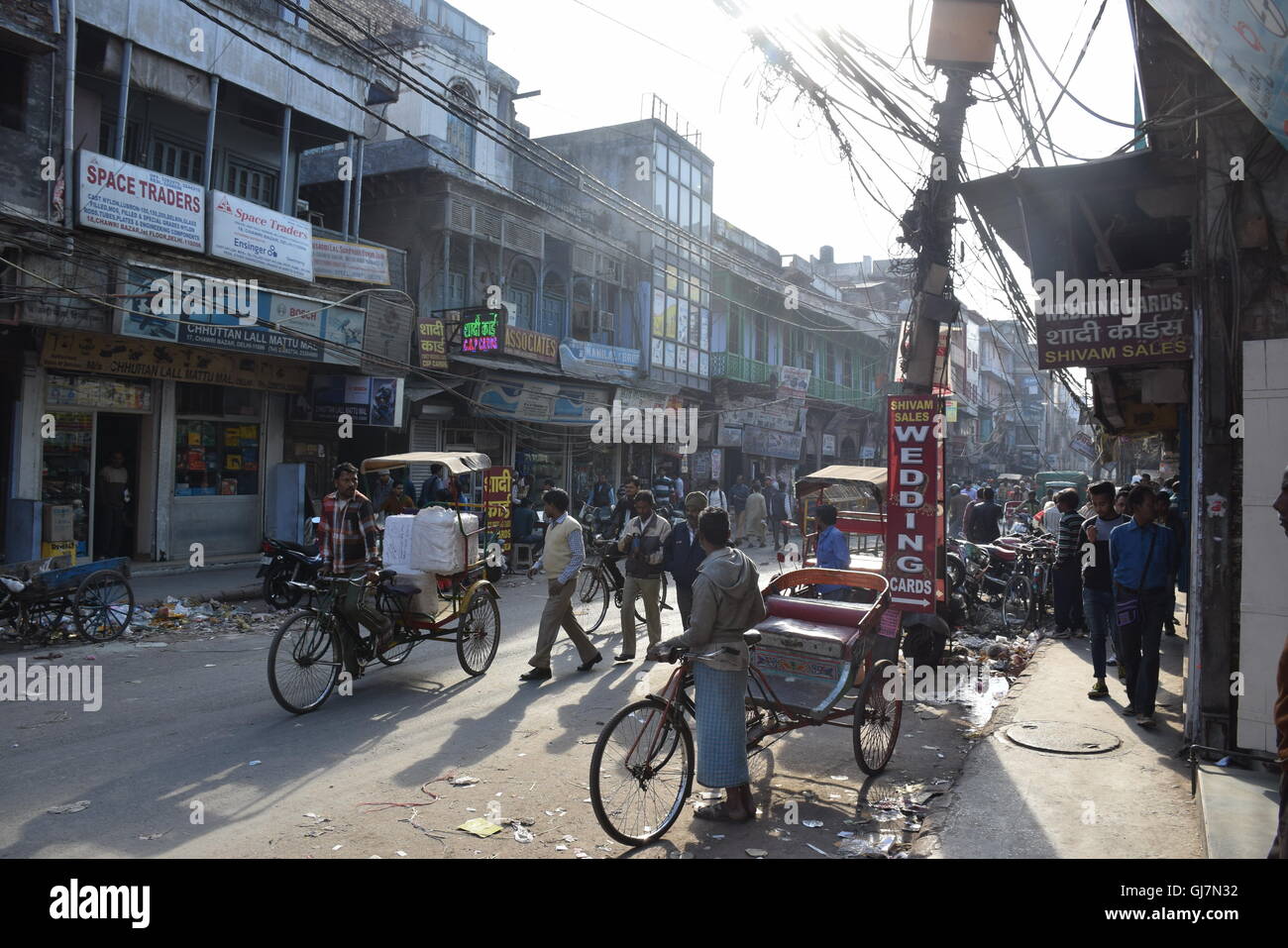 Daily life in the busy area of Chandni Chowk in the old part of Delhi ...