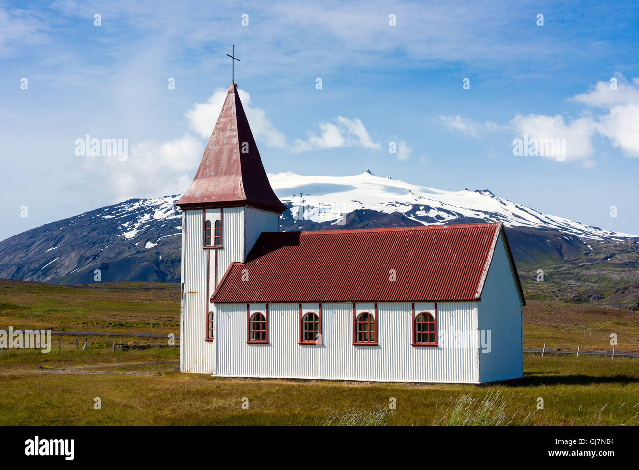 Peninsula Snaefellsnes, church in Hellnar Stock Photo - Alamy