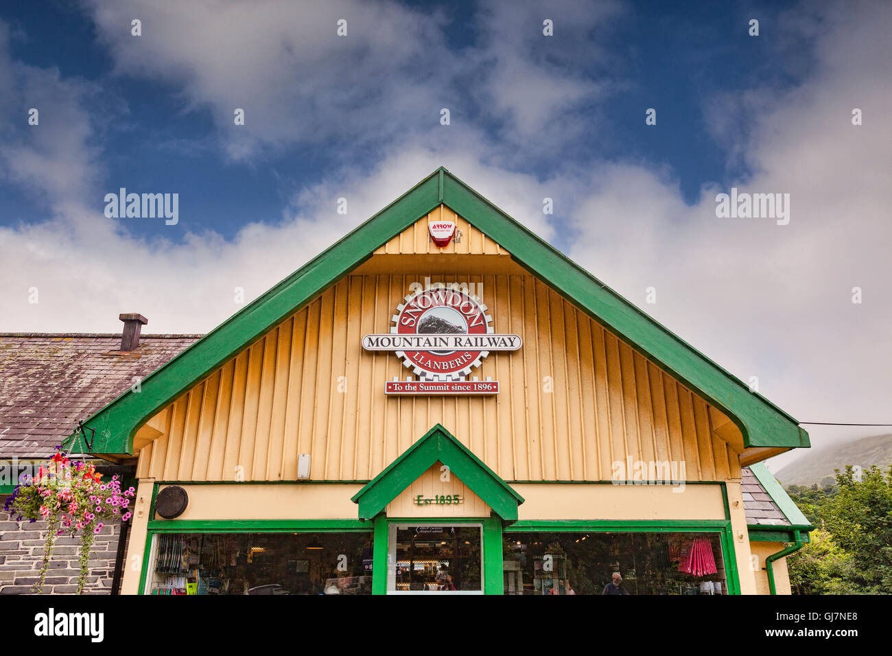 Snowdon Mountain Railway building, with logo, Llanberis, Snowdonia ...